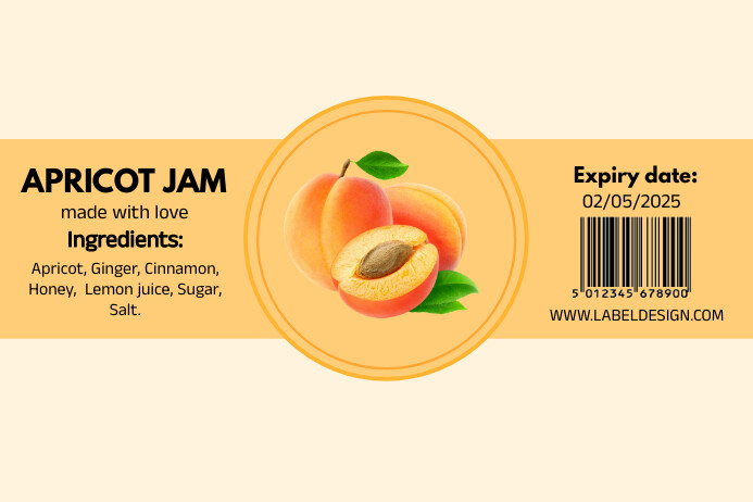 Copy of Orange Minimalist Apricot Jam Label | PosterMyWall