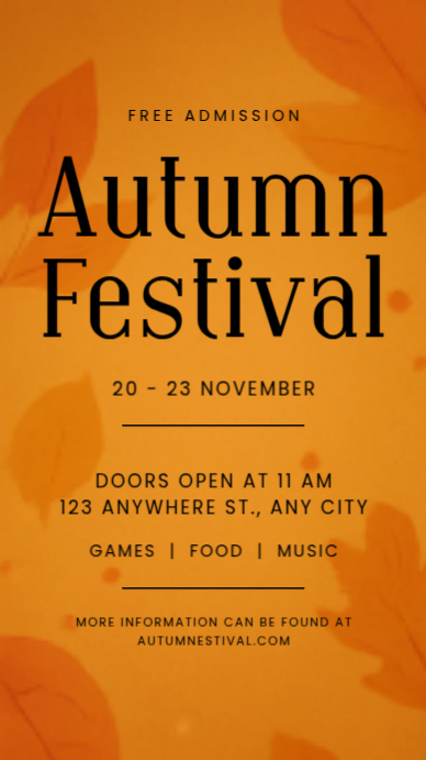 Plantilla de Orange Modern & Minimal Autumn Festival Instagram Story ...