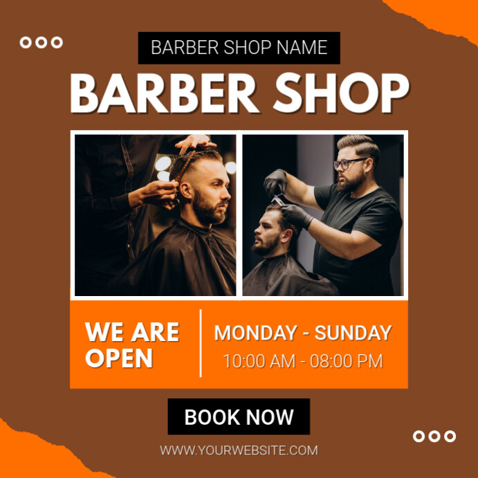 Orange Modern & Minimal Barber Shop Instagram Post Template | PosterMyWall