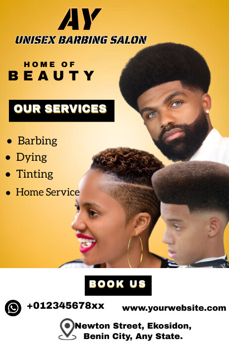 Orange Modern & Minimal Barbing Salon Poster Template | PosterMyWall