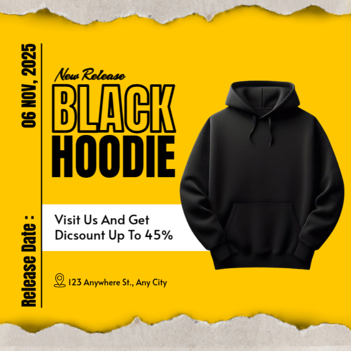 Orange Modern & Minimal Black Hoodie Social Media Post Design Instagram ...