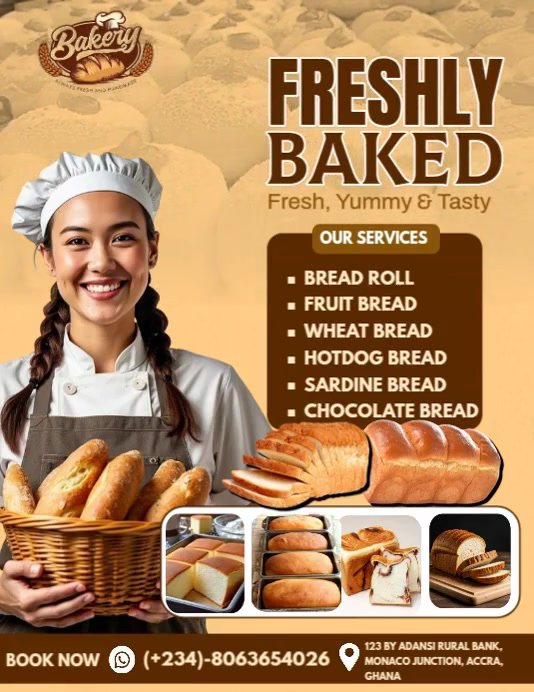 Copy of Orange Modern & Minimal Bread Bakery/menu Flyer Flyer (us ...