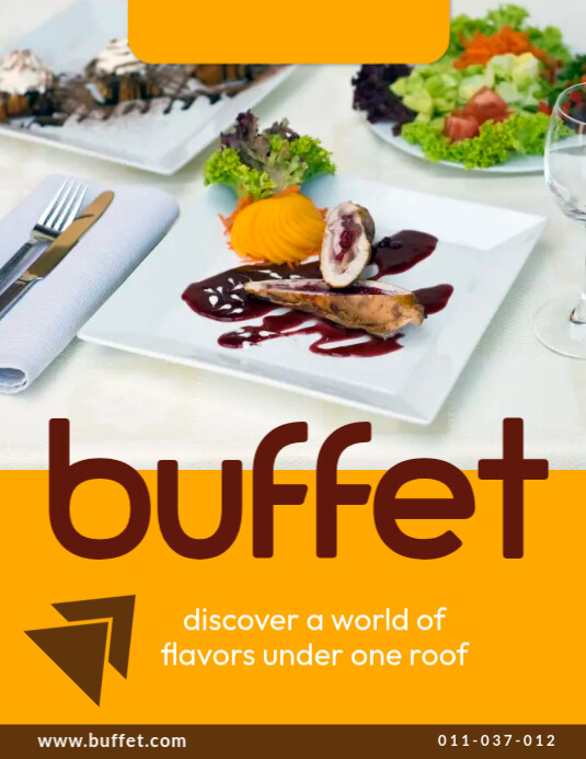 Orange Modern & Minimal Buffet Flyer (us Letter) Template | PosterMyWall