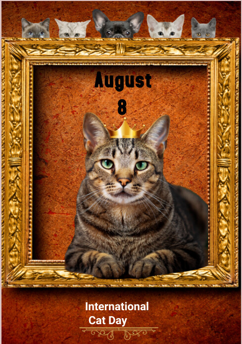 Orange Modern & Minimal Cat Day A4 Template | PosterMyWall