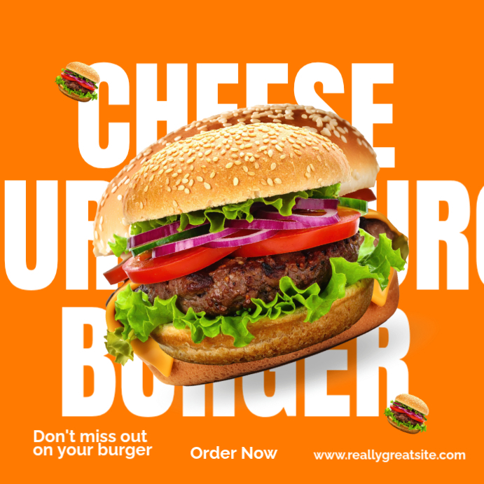 Orange modern & minimal cheeseburger promotion instagram post Template ...