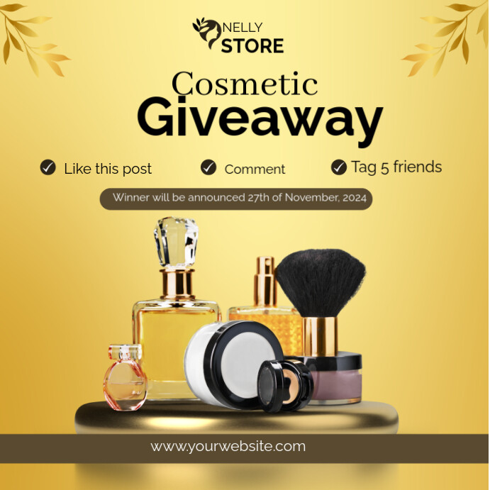 Orange Modern & Minimal Cosmetic Giveaway Instagram Post Template ...