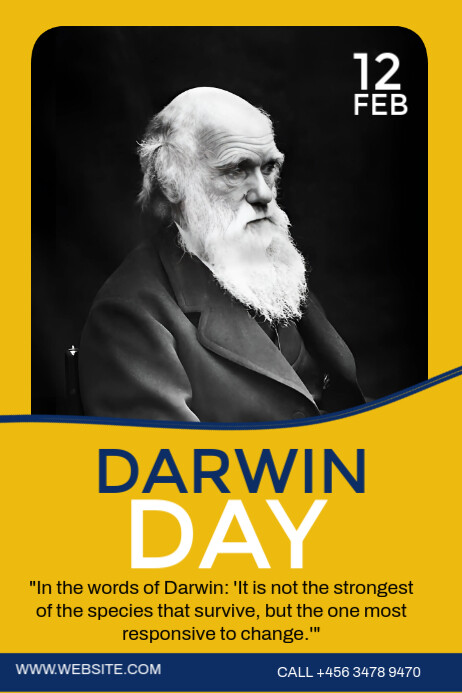 Orange Modern & Minimal Darwin Day Poster Template | PosterMyWall