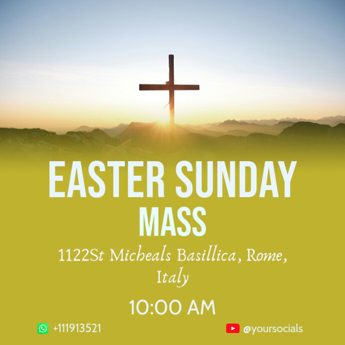 Orange Modern & Minimal Easter Sunday Mass Service Sermon Church ...