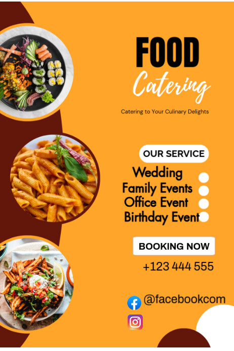 Orange Modern & Minimal Food Catering Poster Template | PosterMyWall
