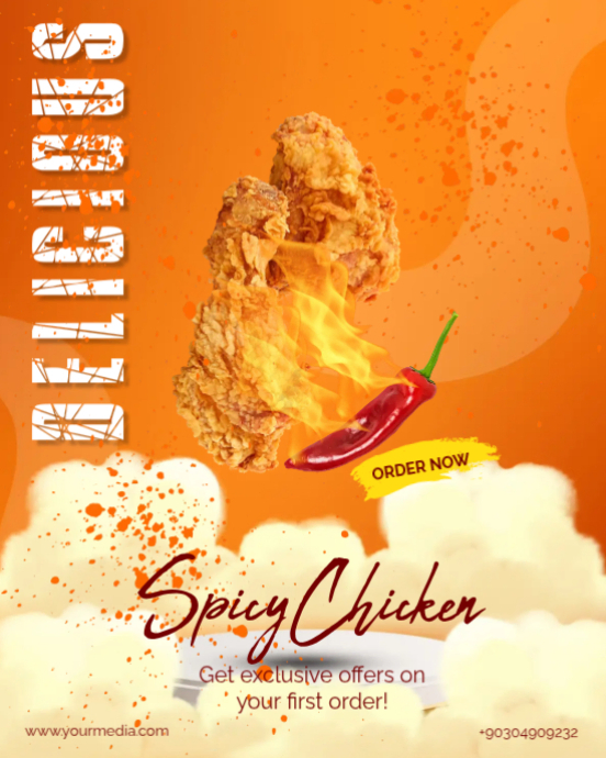 Orange Modern & Minimal Food Menu Instagram Portrait Template ...