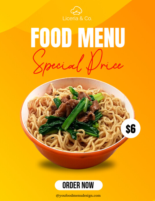 Orange Modern & Minimal Food Menu Pamflet (letter As) Template ...