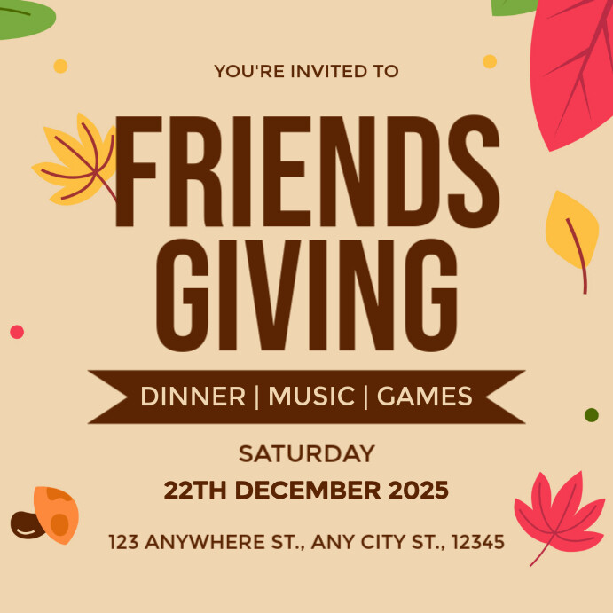 Orange Modern & Minimal Friendsgiving Pos Instagram Template | PosterMyWall