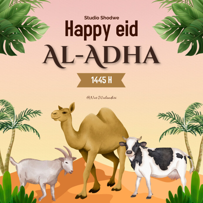 Orange Modern & Minimal Happy Eid Al Adha Pos Template | PosterMyWall