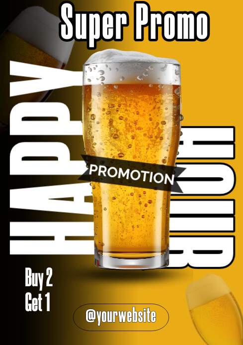 Orange Modern & Minimal Happy Hour Beer Promo Template | PosterMyWall