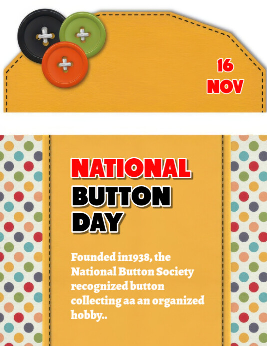 Orange Modern & Minimal National Button Day Is Flyer (us Letter ...