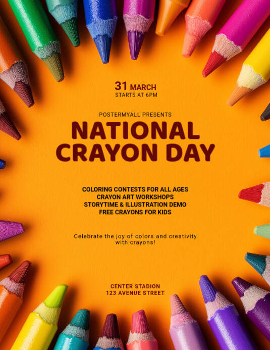 Copy of Orange Modern & Minimal National Crayon Day Flyer (us Letter ...