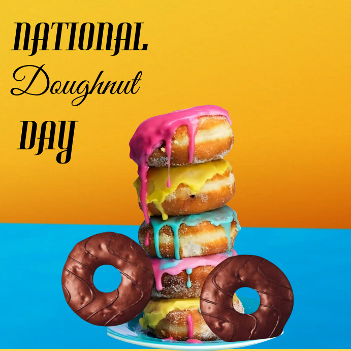 Orange Modern & Minimal National Doughnut Day Template | PosterMyWall