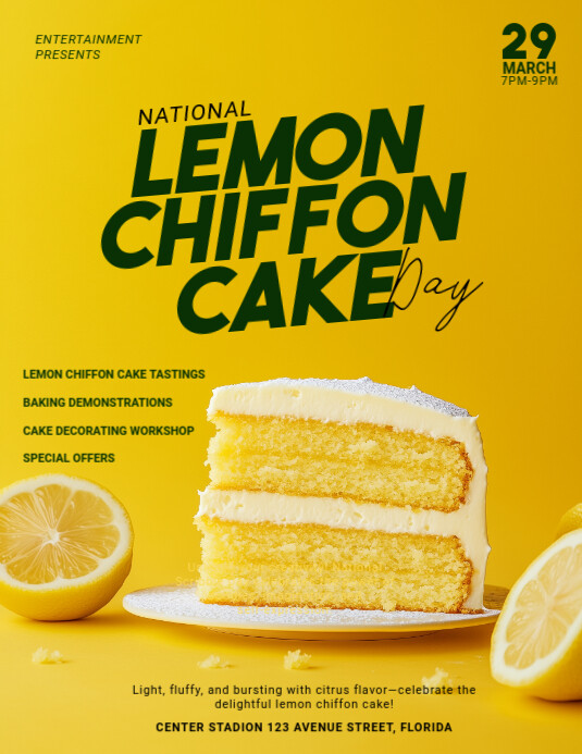 Orange Modern & Minimal National Lemon Chiffon Cake Day Event Flyer (us ...