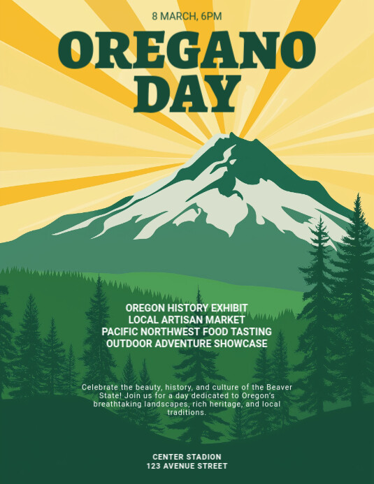 Orange Modern & Minimal National Oregon Day Celebration Event Flyer (us ...