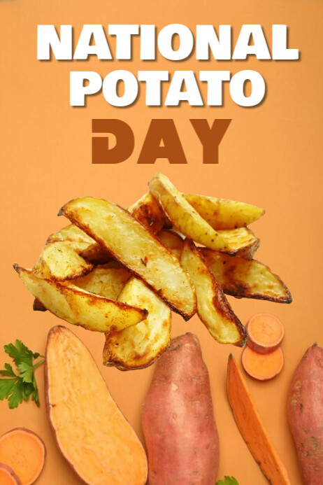 Orange Modern & Minimal National Potato Day Poster Template | PosterMyWall