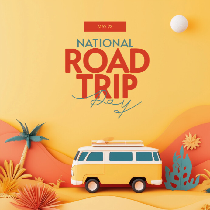 Copy of Orange Modern & Minimal National Road Trip Day Instagram Post ...