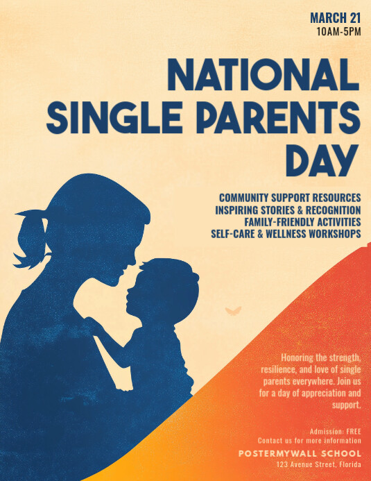 Orange Modern & Minimal National Single Parents Day Event Flyer (us ...