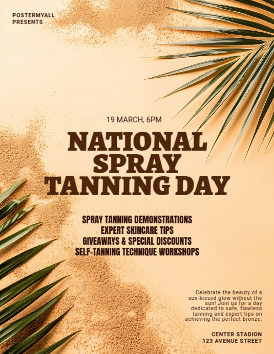 Copy of Orange Modern & Minimal National Spray Tanning Day Event Flyer ...