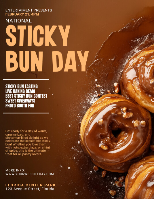 Copy of Orange Modern & Minimal National Sticky Bun Day Event Flyer (us ...