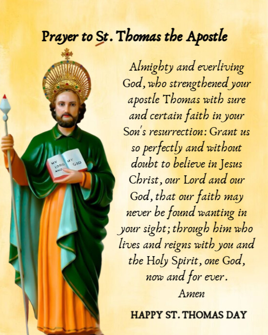 Copy of Orange Modern & Minimal Prayer To St Thomas The Apostle ...