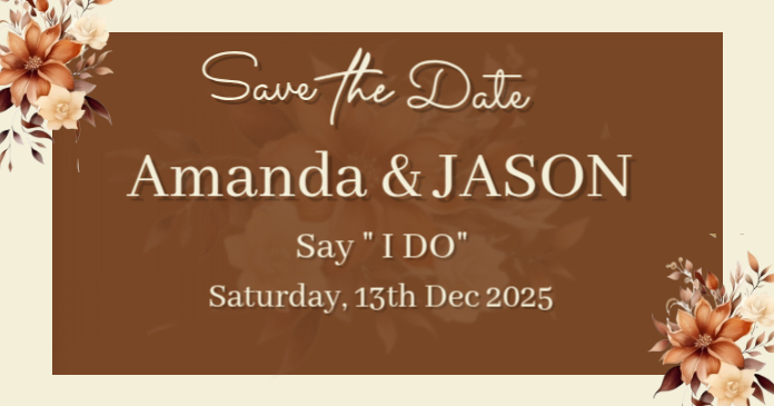 Orange Modern & Minimal Save The Date Facebook Shared Image Template ...
