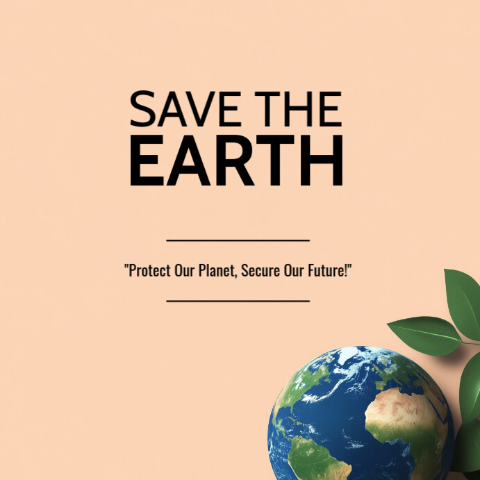 Orange Modern & Minimal Save The Earth Instagram Post | PosterMyWall