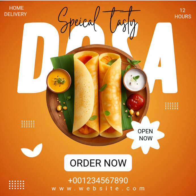 Copy of Orange Modern & Minimal Special Tasty Dosa Instagram Post ...