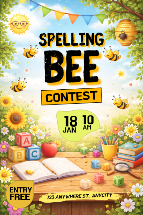 Copy of Orange Modern & Minimal Spelling Bee Poster | PosterMyWall