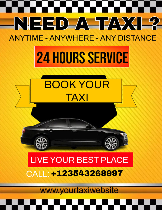 Orange Modern & Minimal Taxi Flyer (us Lette Template | PosterMyWall