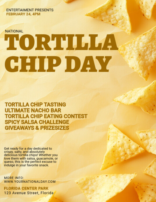 Orange Modern & Minimal Tortilla Chip Day Flyer (us Letter) Template ...