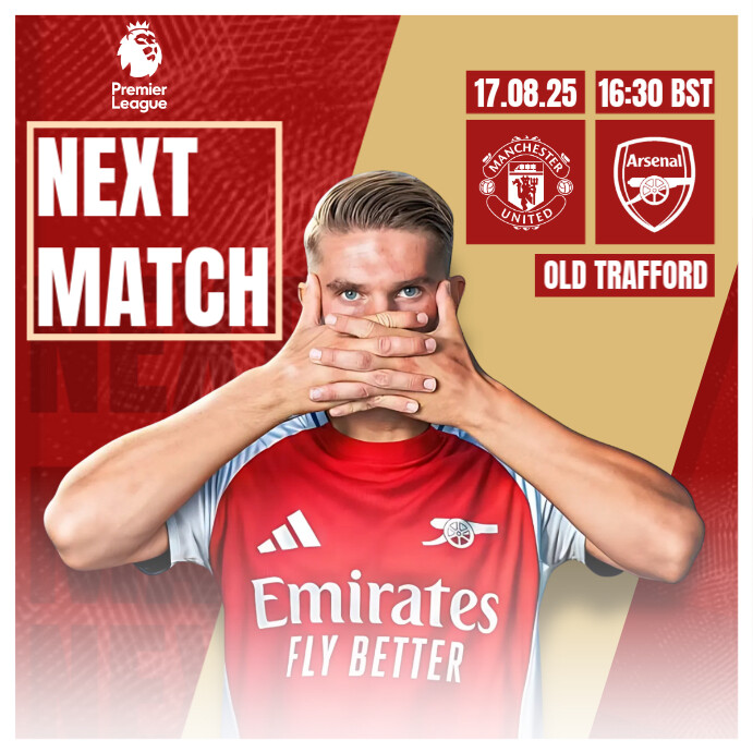 Orange Modern & Minimal United Vs Arsenal Epl 2025 Instagram Post ...