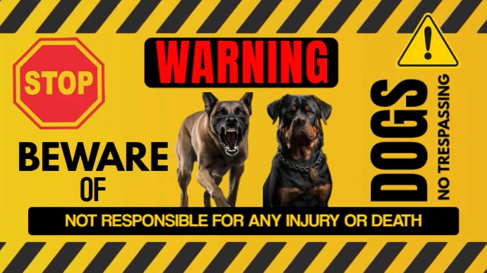 Orange Modern & Minimal Warning, Beware Of Dog Sign Youtube Thumbnail ...
