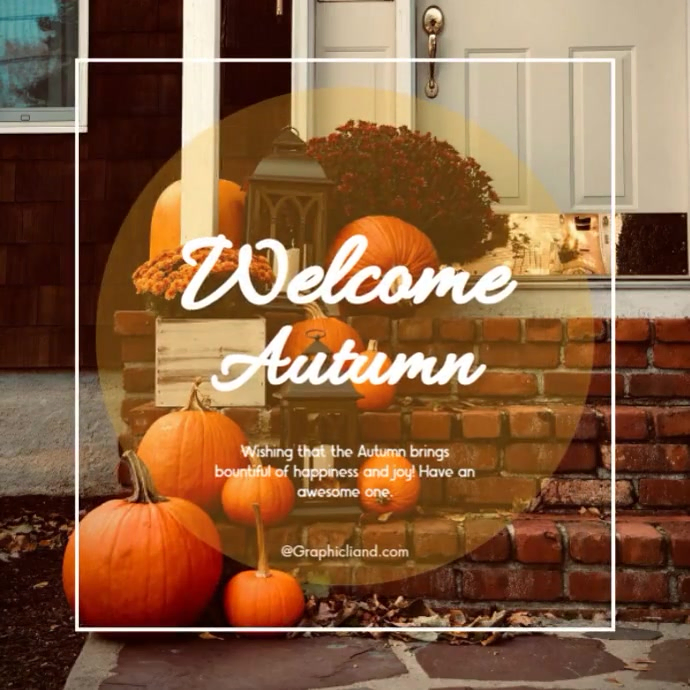 Orange Modern & Minimal Welcome Autumn Square (1:1) Template | PosterMyWall