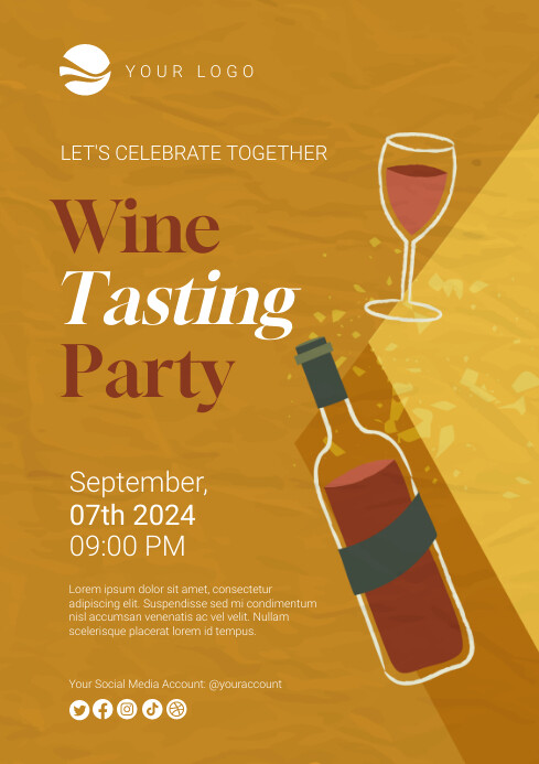 Copy of Orange Modern & Minimal Wine Testing Party In | PosterMyWall