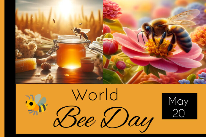 Orange Modern & Minimal World Bee Day Poster Template | PosterMyWall