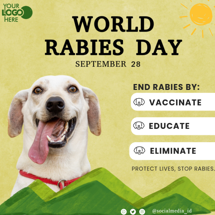 Plantilla de Orange Modern & Minimal World Rabies Day Instagram Post ...