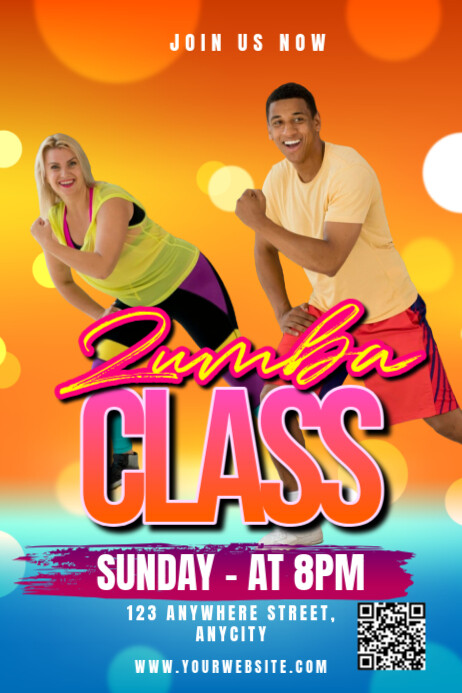 Orange Modern & Minimal Zumba Classes Poster Template | PosterMyWall
