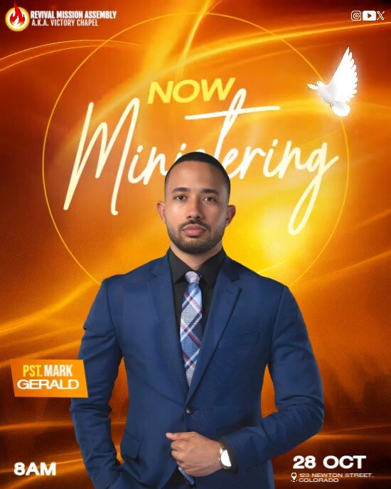 Copy of Orange Modern & Minimal Church Ministering Now Poster Instagram ...