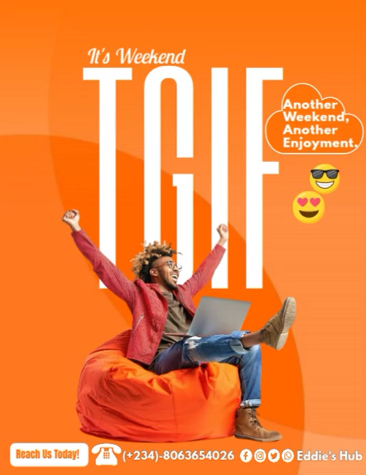 Orange Modern & Minimal Happy Weekend/weekend Vibes Flyer (us Letter ...