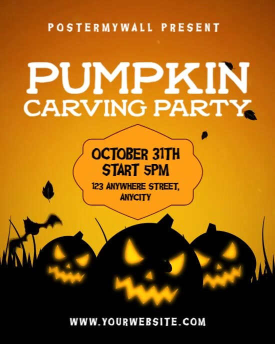 Orange Modern & Minimal Pumpkin Carving Party Instagram Portrait ...