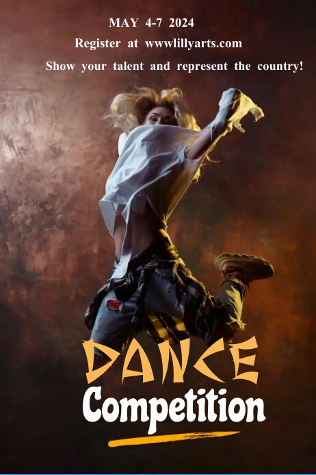 Orange Modern Dance Competition Flyer Template | PosterMyWall