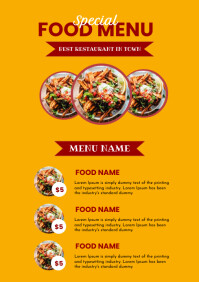 White Orange Modern Food Restaurant Menu Template | PosterMyWall