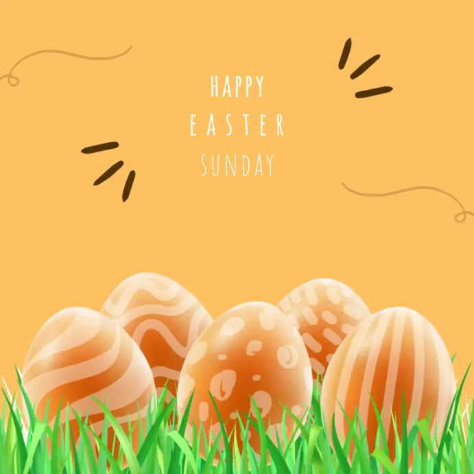 Orange Modern Happy Easter Sunday Instagram P Template | PosterMyWall