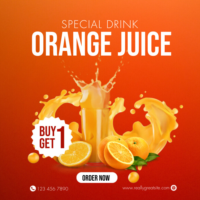 Orange Modern Orange Juice Facebook Post Template | PosterMyWall