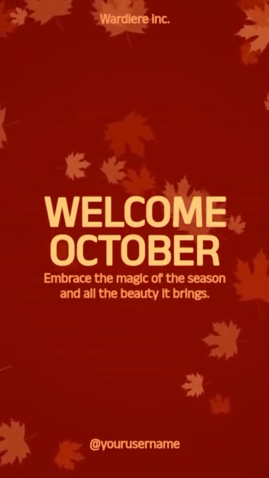 Orange Modern Welcome October Greeting Mobile Video Template | PosterMyWall
